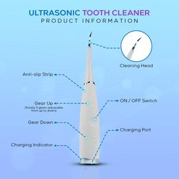 Ultrasonic Tooth Cleaner - Dental Hygiene Tool for Plaque Removal ...